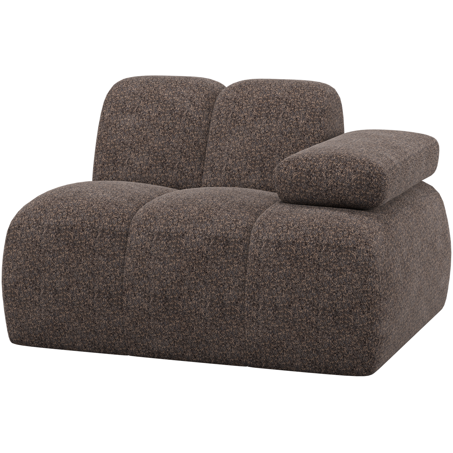 MOJO 1-SEATER ELEMENT ARM RIGHT WOOLLY FABRIC BROWN – BOIS BLANC HOME
