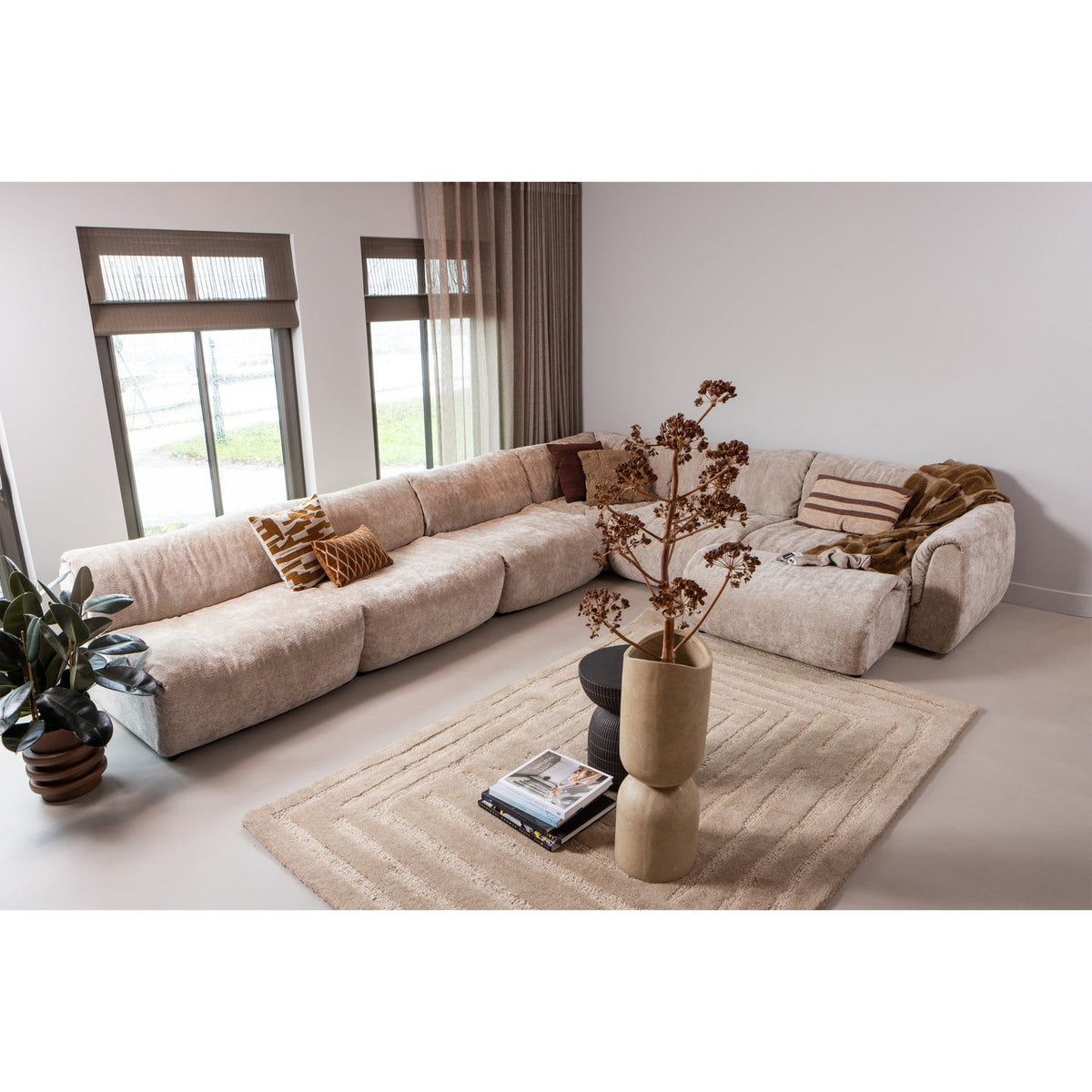 BAGGY 1-SEATER ELEMENT WITH ARM RIGHT 3D CHENILLE SAND – BOIS BLANC HOME